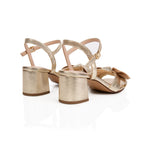 Dancing Queen: Gold Metallic Block Heel Sandals from Air & Grace